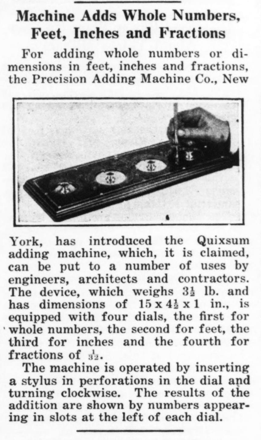 The Quixsum Fractional Adding Machine - Jaap's Mechanical Calculators Page